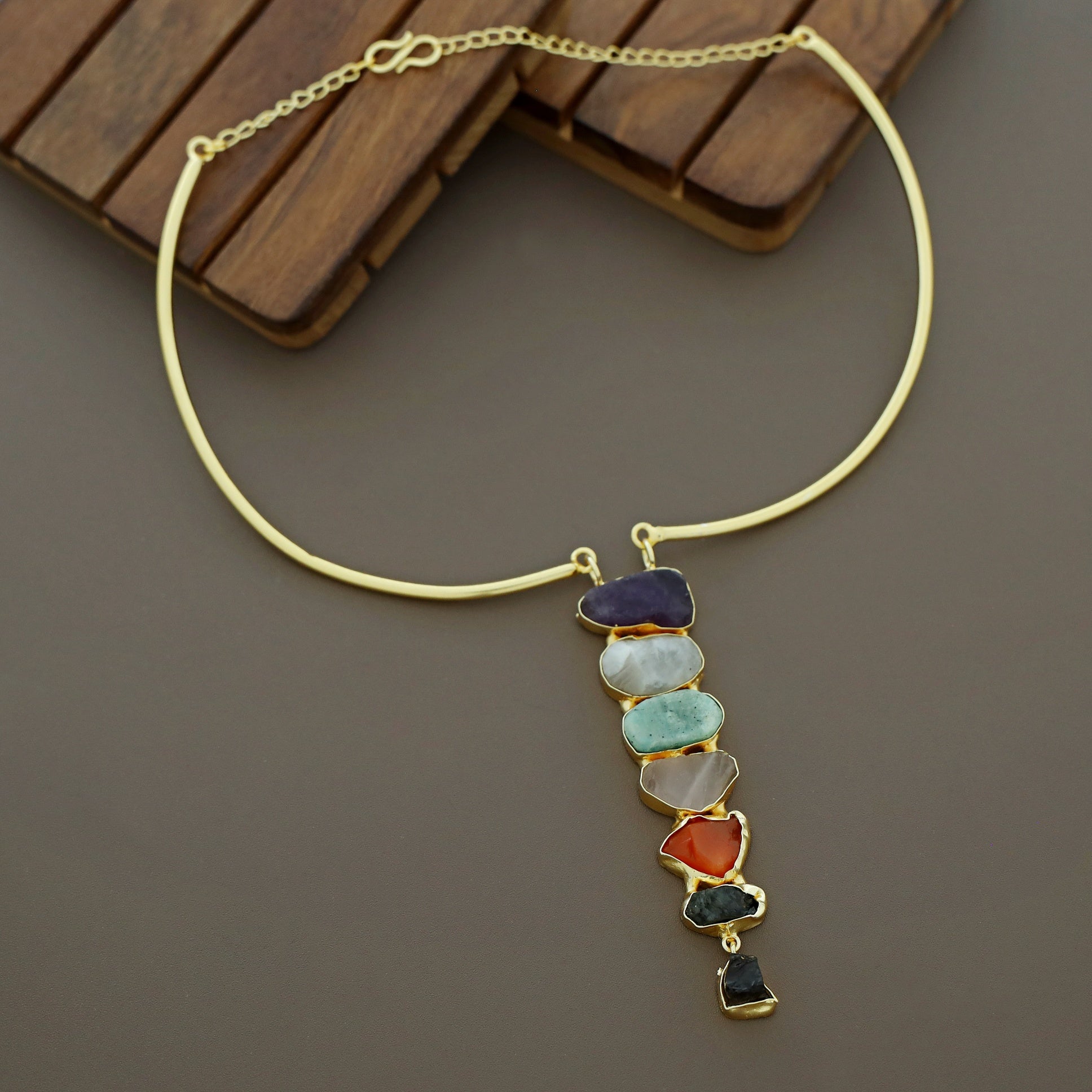 Saisha Multi Color Raw Stone Neck Cuff – My Store